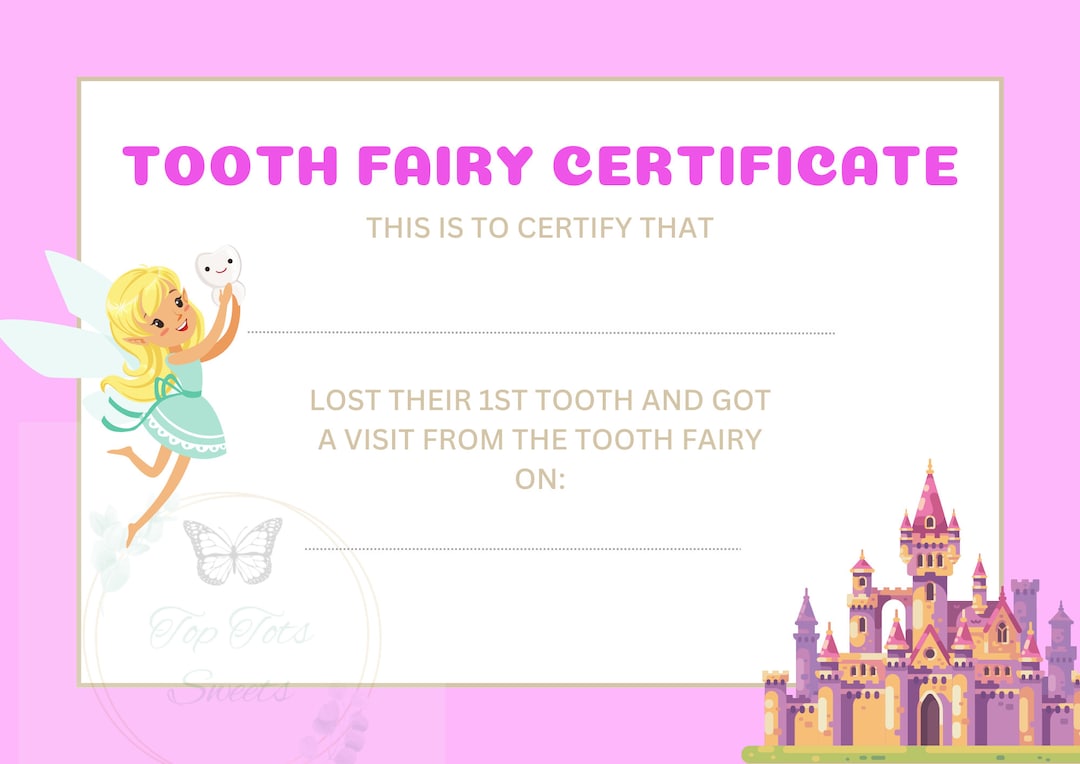 Certificado del hada de los dientes descarga digital - Etsy España