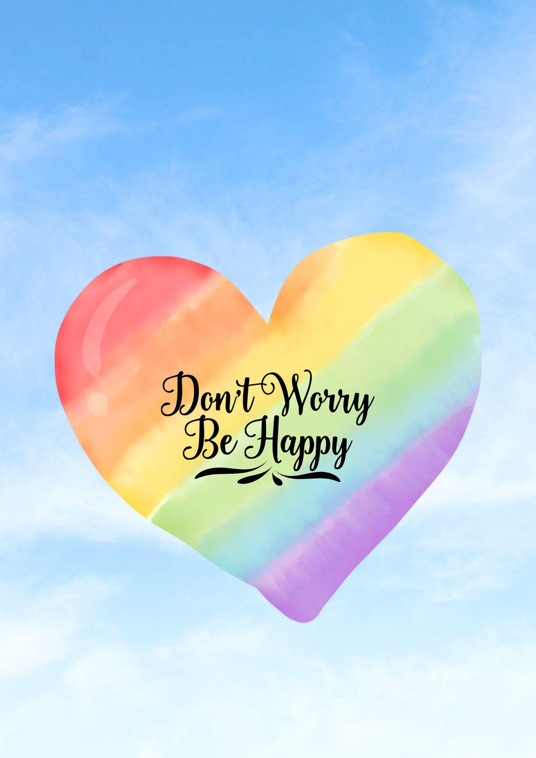 Don't Worry Be Happy Printable Wall Art – Positive Quote Poster ...