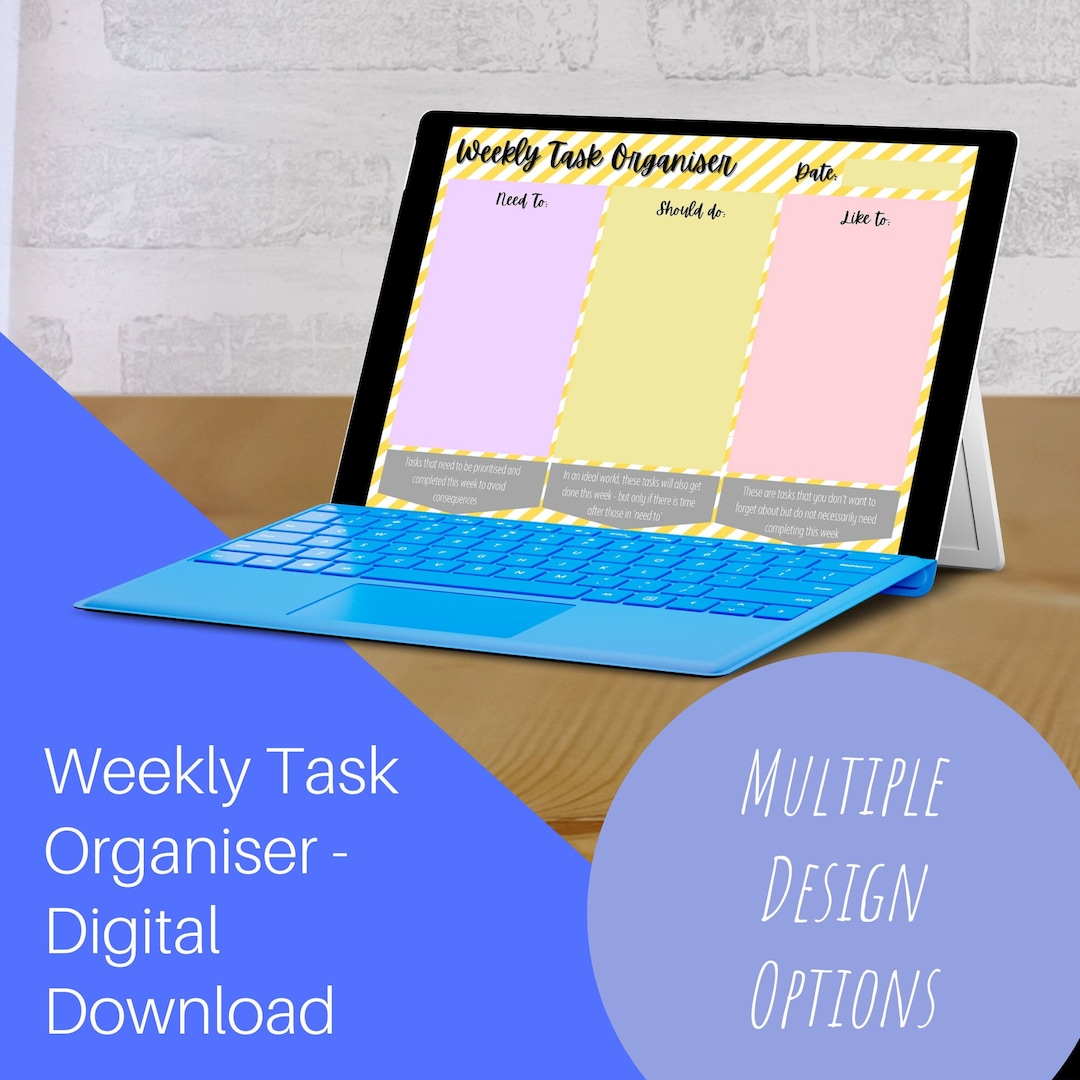 Weekly Task Organiser Digital A4 Planner Download - Etsy