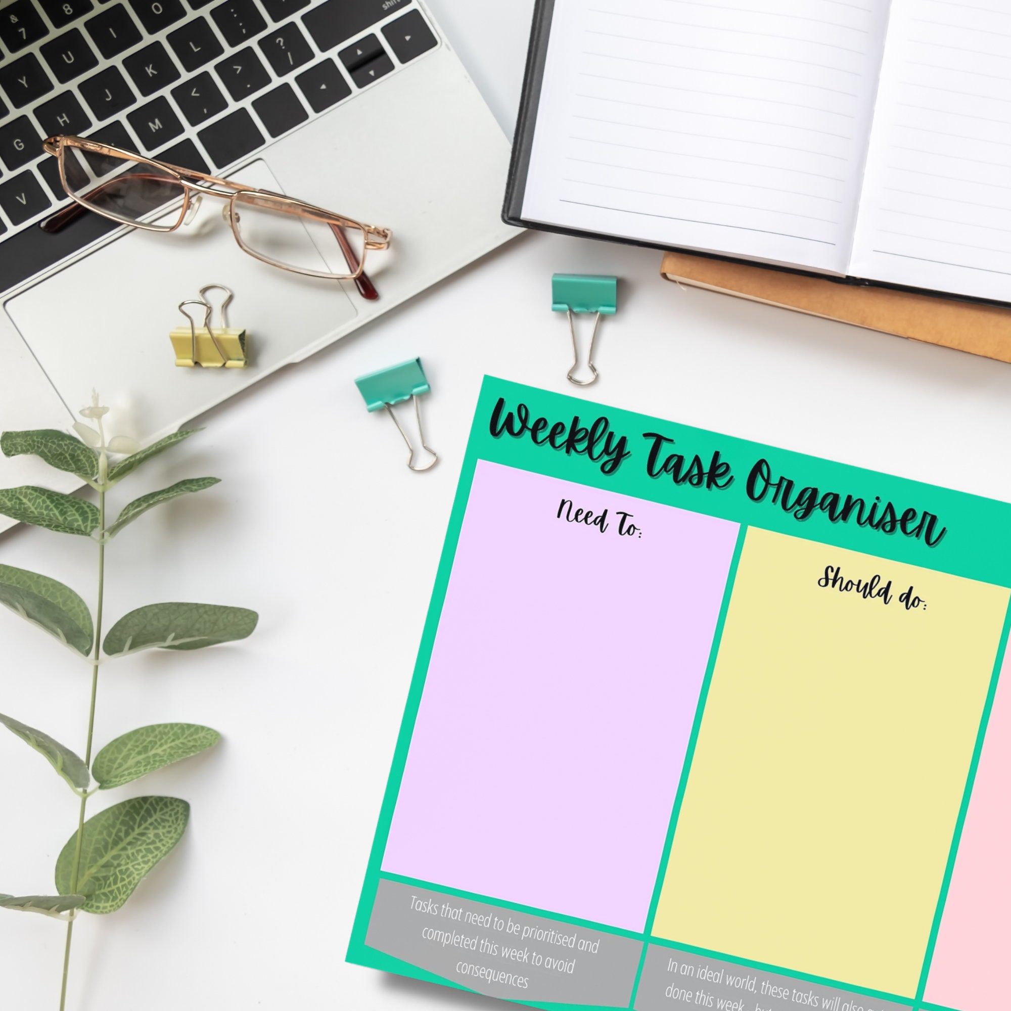 Weekly Task Organiser Digital A4 Planner Download - Etsy