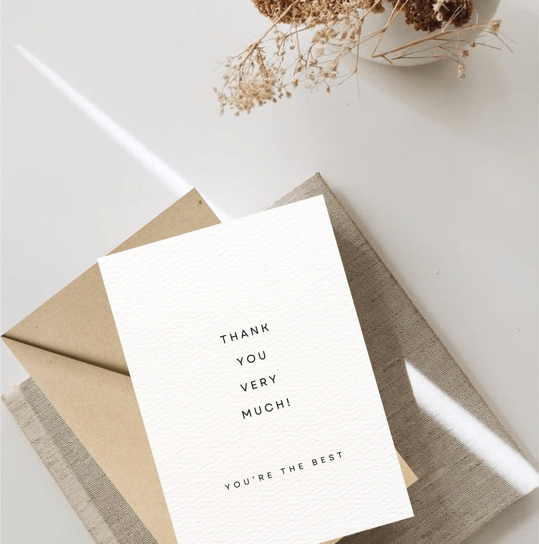 Minimalistic Thank You Greeting Card Printable,blank Inside, Foldable ...