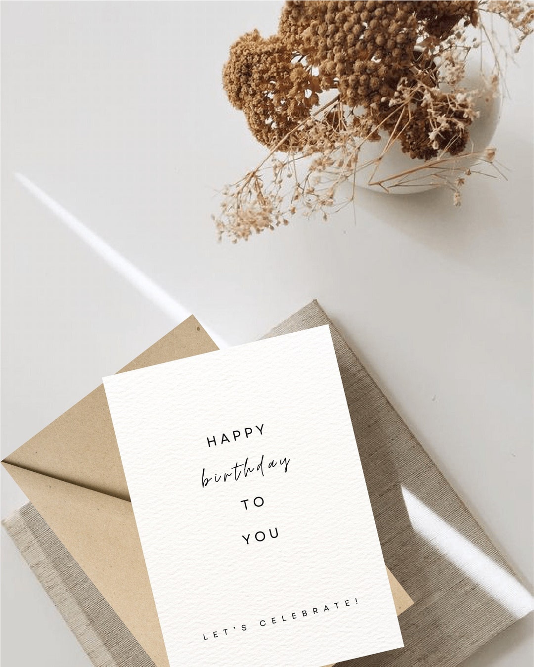 Minimalistic Birthday Card Digital Printable, Simple Elegant Birthday ...