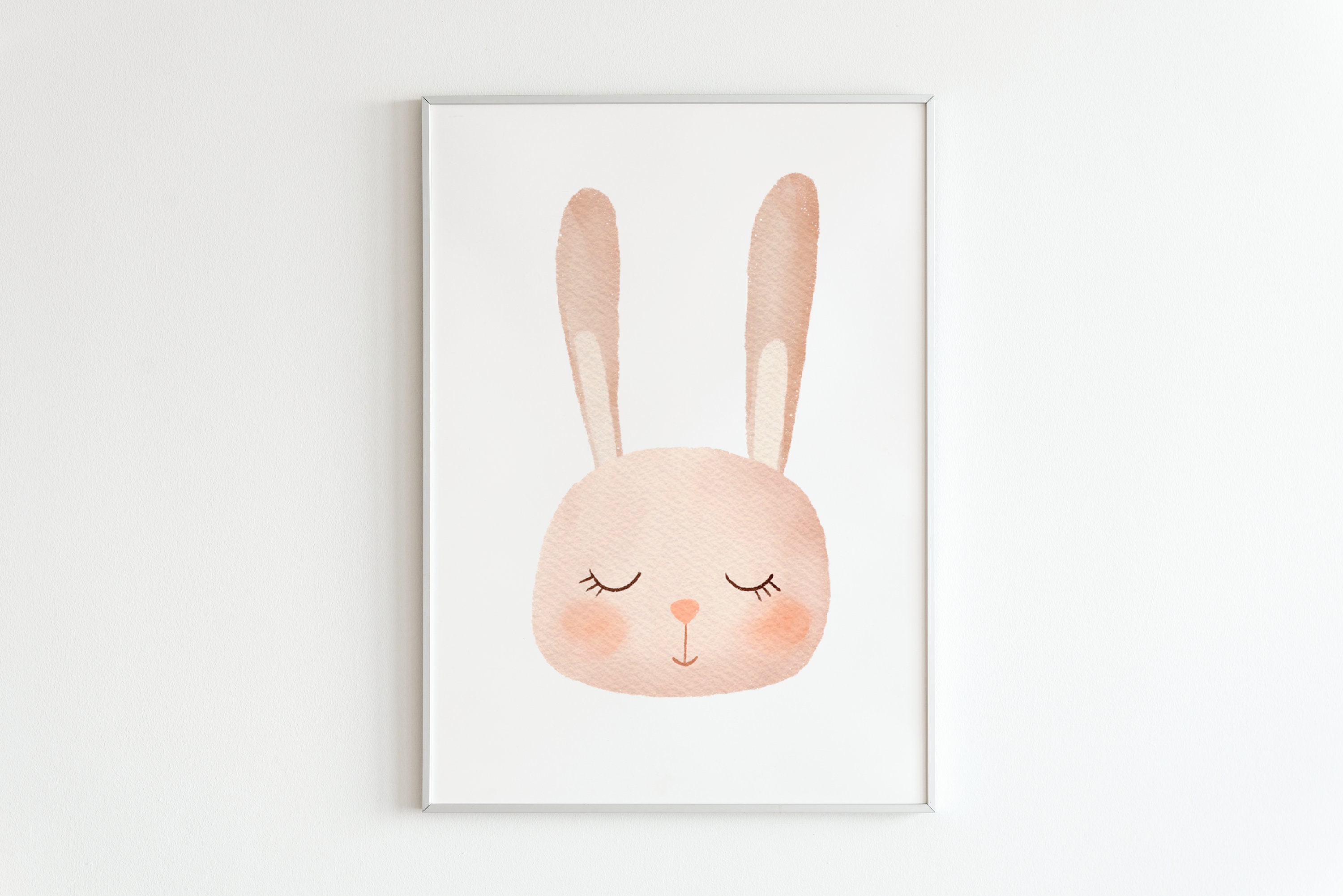 Minimalistic Pink Bunny Wall Art, Scandi Nursery Decor, Digital ...