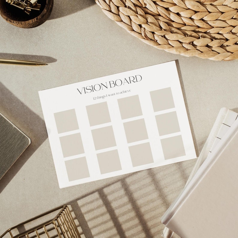 Vision Board Printable, Vision Board Planner, Simple Minimalistic ...