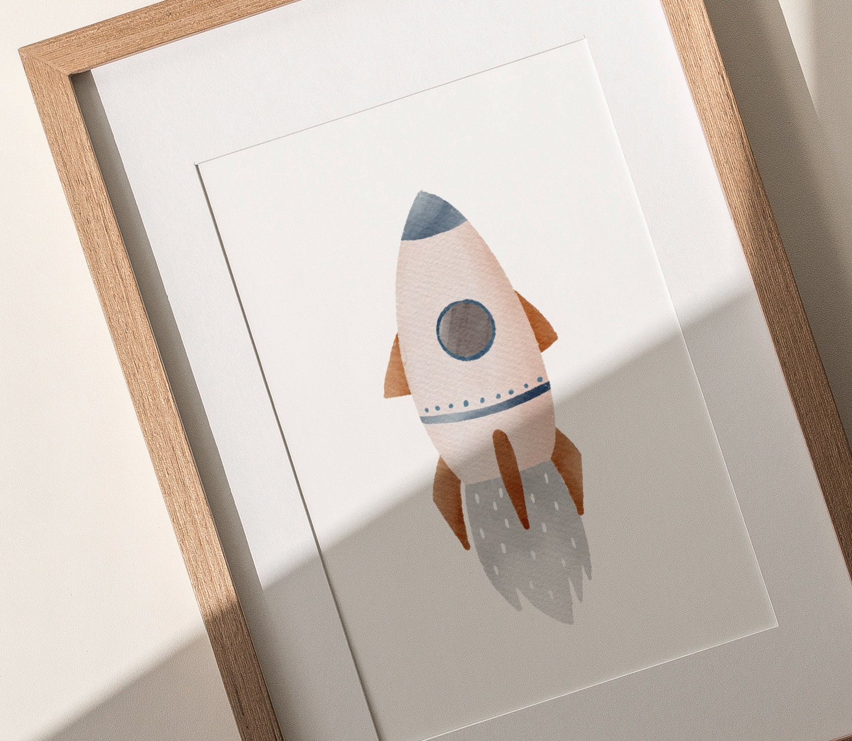 Space Print, Printable Rocket Wall Art, Beige Wall Art, Kids Room Art ...
