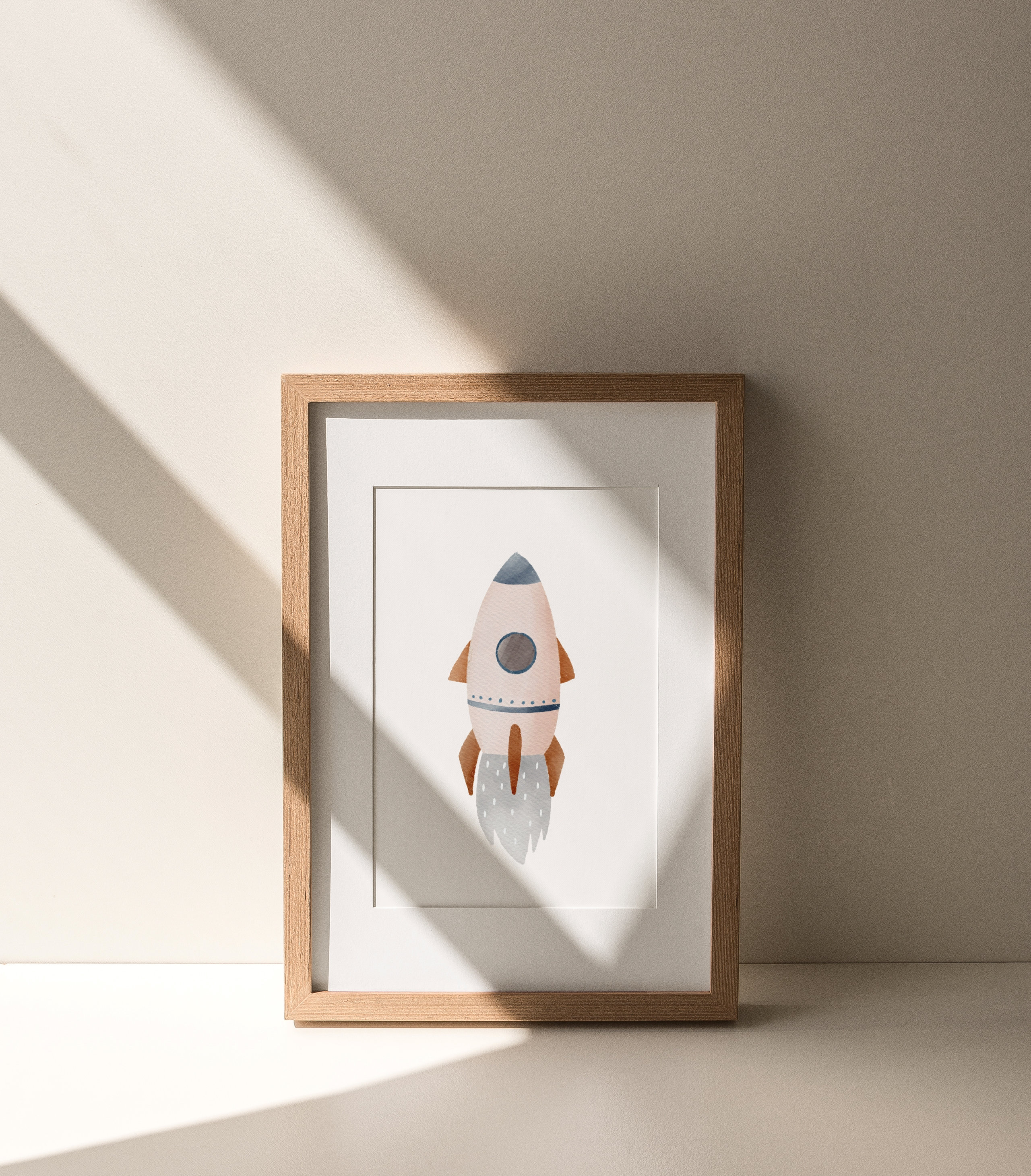 Space Print, Printable Rocket Wall Art, Beige Wall Art, Kids Room Art ...