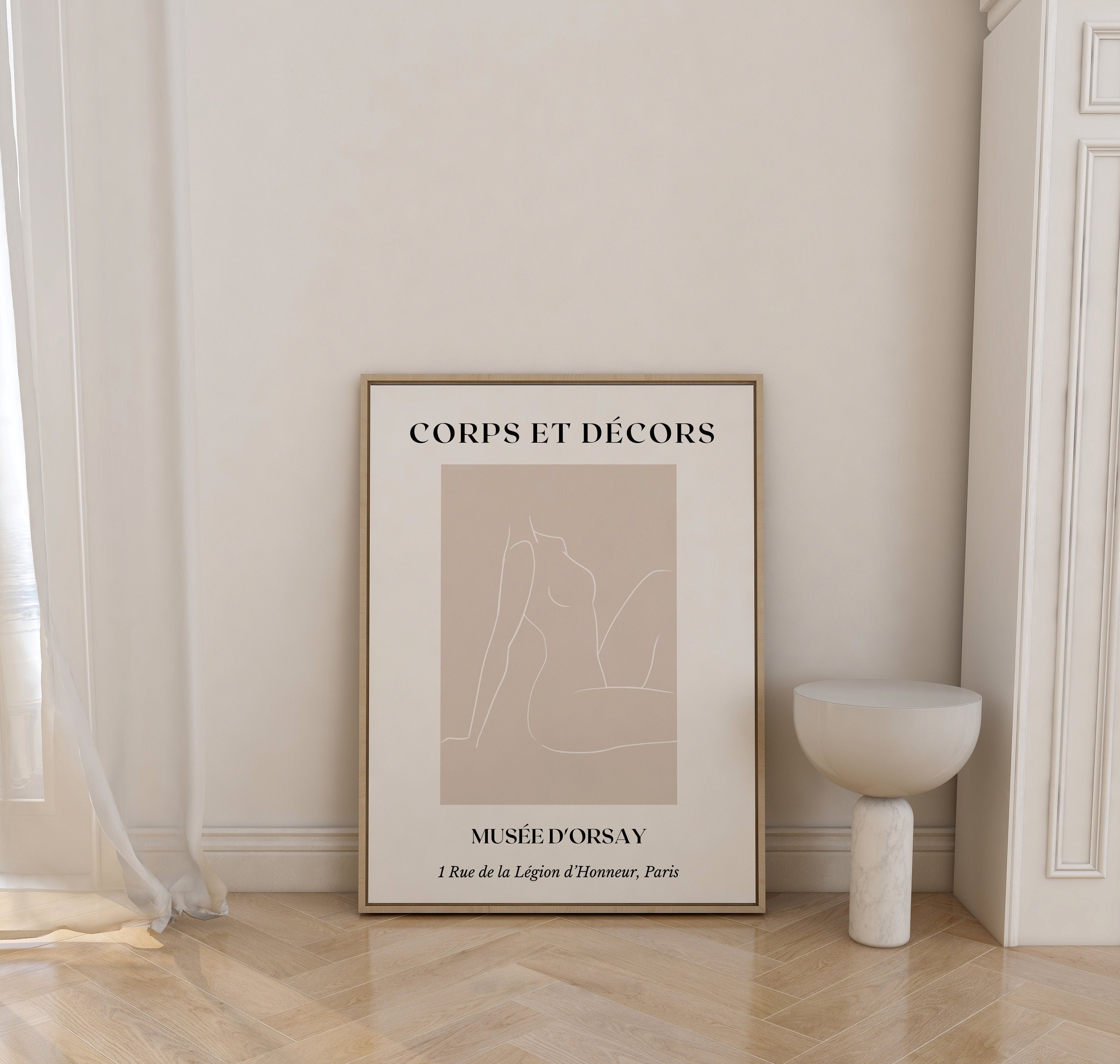 Woman Body Line Art, Beige Black Print, Digital Print, Minimalist ...