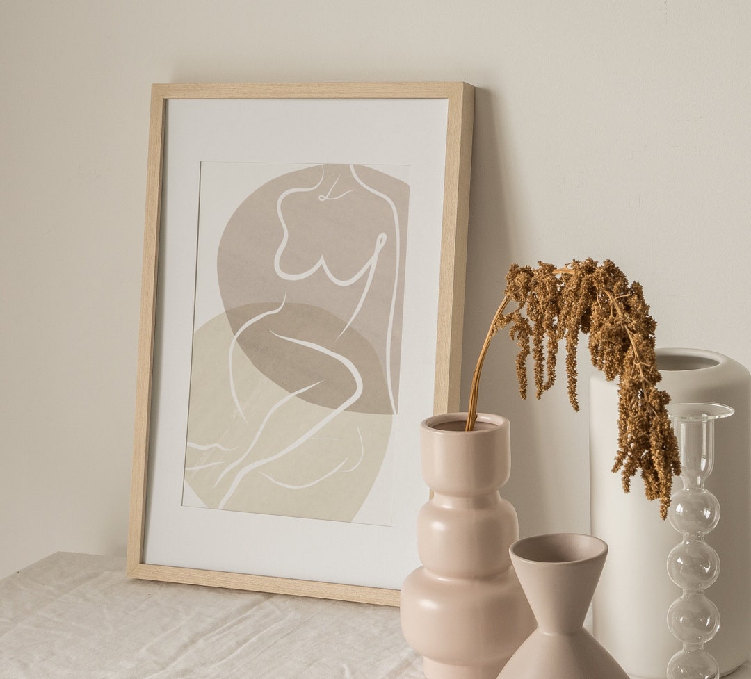 Woman Body Line Art, Beige Line Print, Digital Print,minimalistic ...