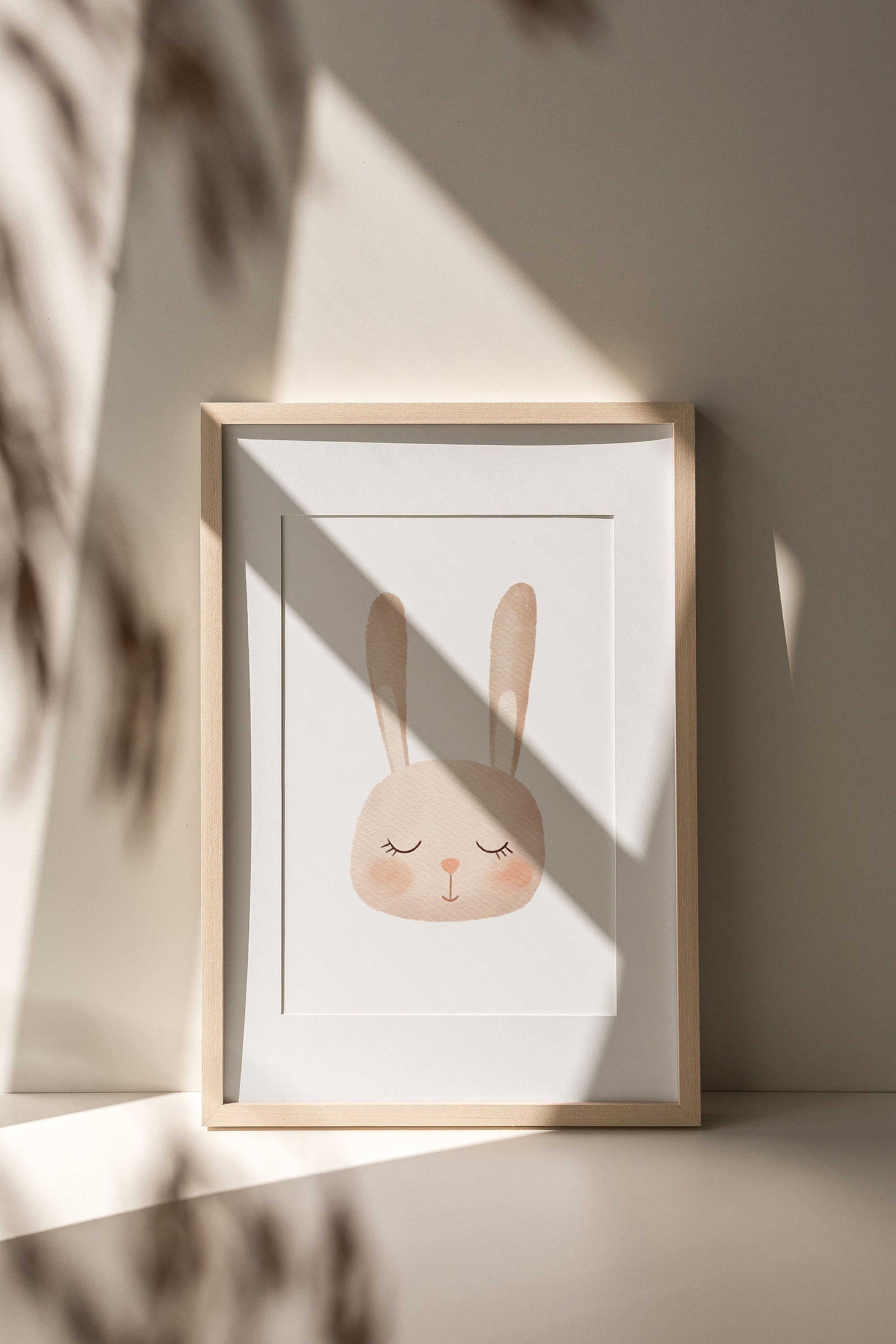 Minimalistic Pink Bunny Wall Art, Scandi Nursery Decor, Digital ...