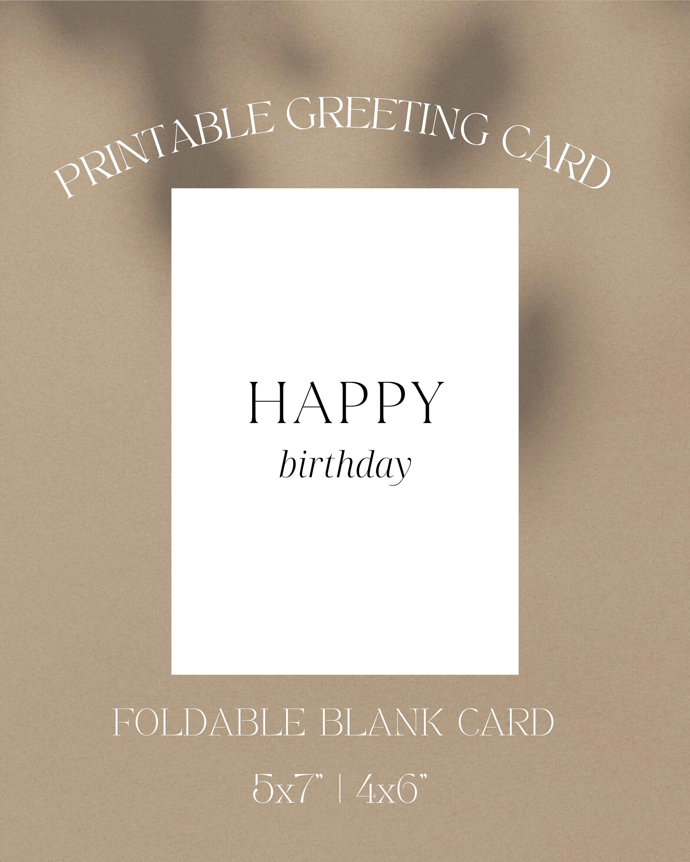 Digital Happy Birthday Card, Minimalistic Simple Greeting Card, Blank ...