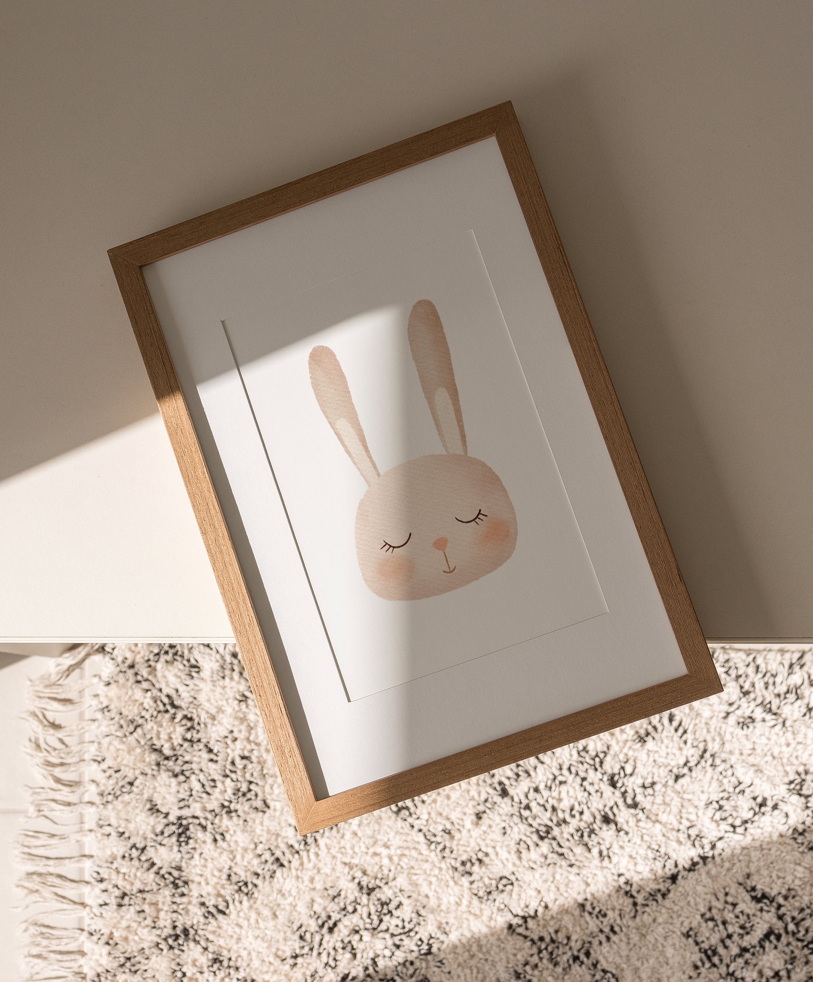 Minimalistic Pink Bunny Wall Art, Scandi Nursery Decor, Digital ...