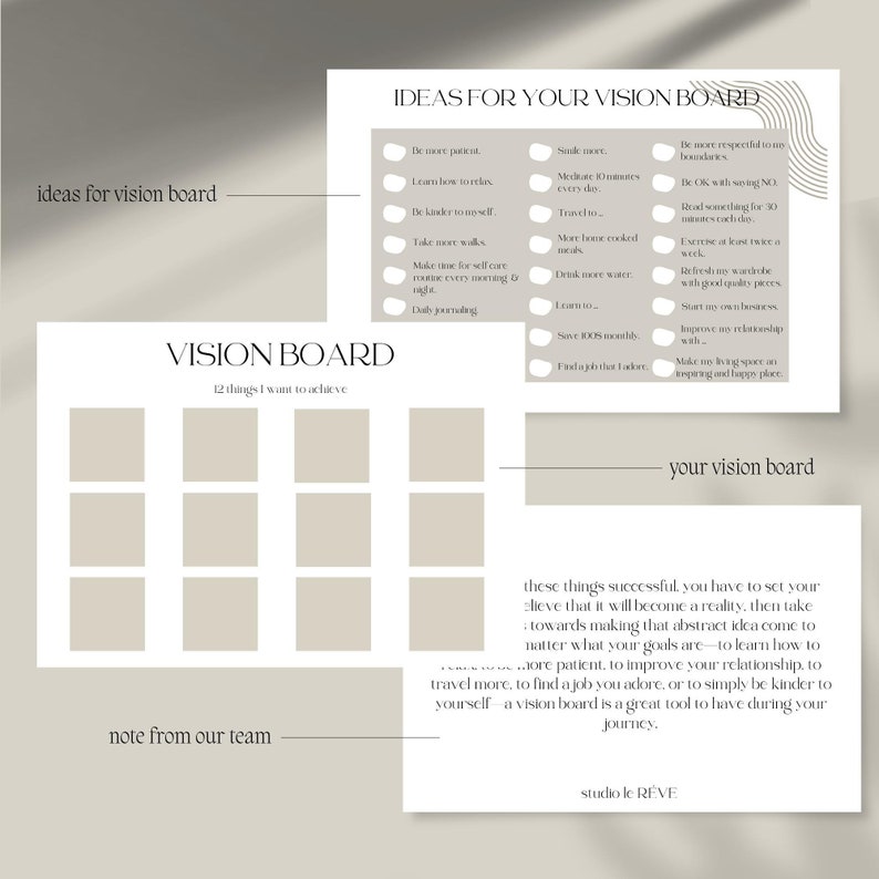 Vision Board Printable Vision Board Planner Simple - Etsy