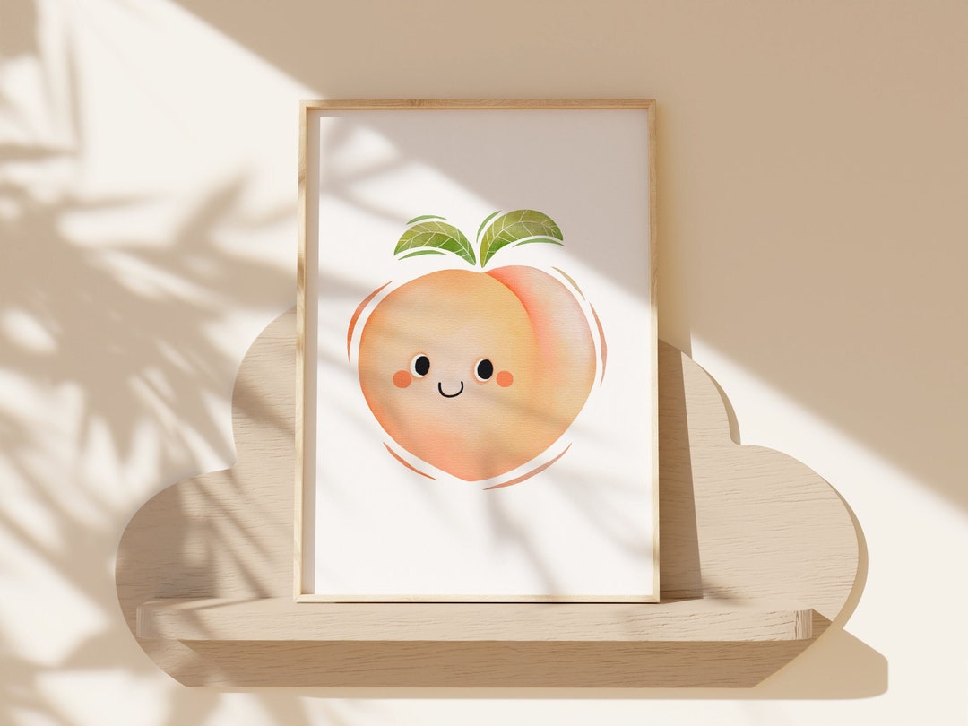 Peach Print, Printable Nursery Wall Art, Watercolor Peach Wall Decor ...