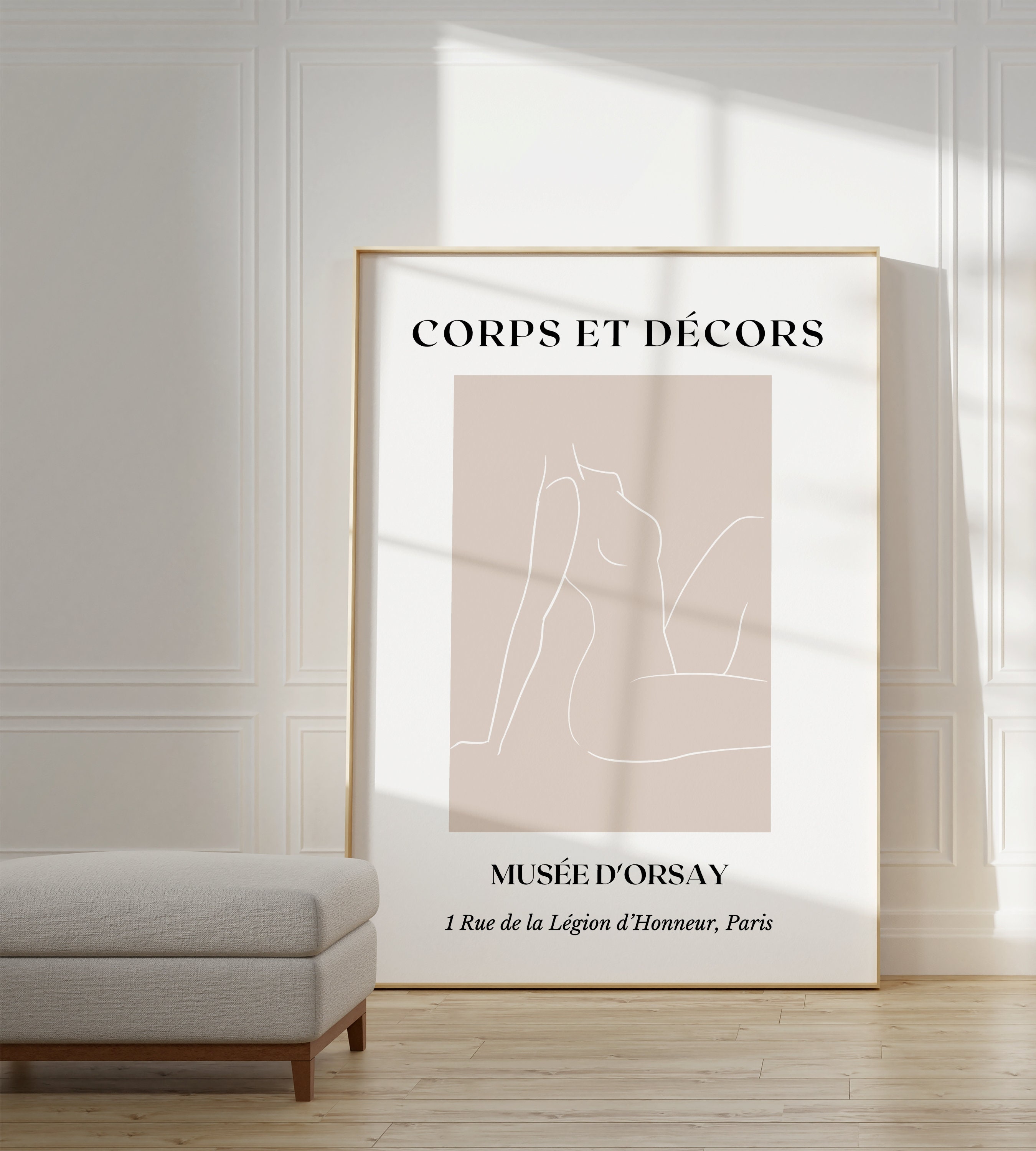 Woman Body Line Art, Beige Black Print, Digital Print, Minimalist ...