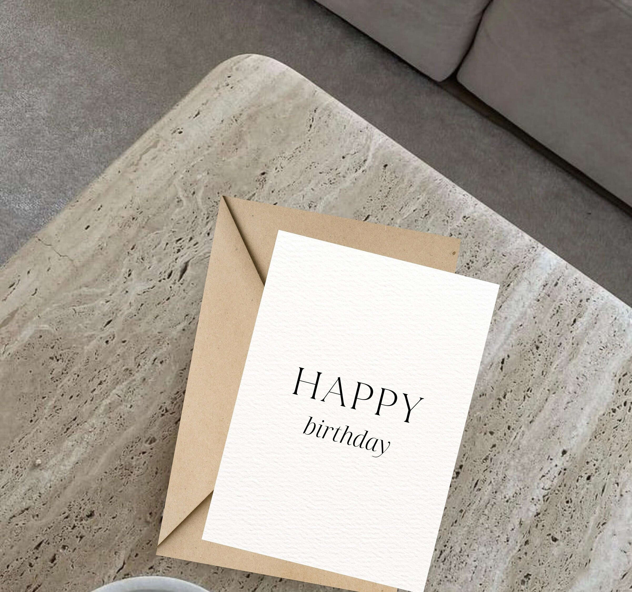 Digital Happy Birthday Card, Minimalistic Simple Greeting Card, Blank ...