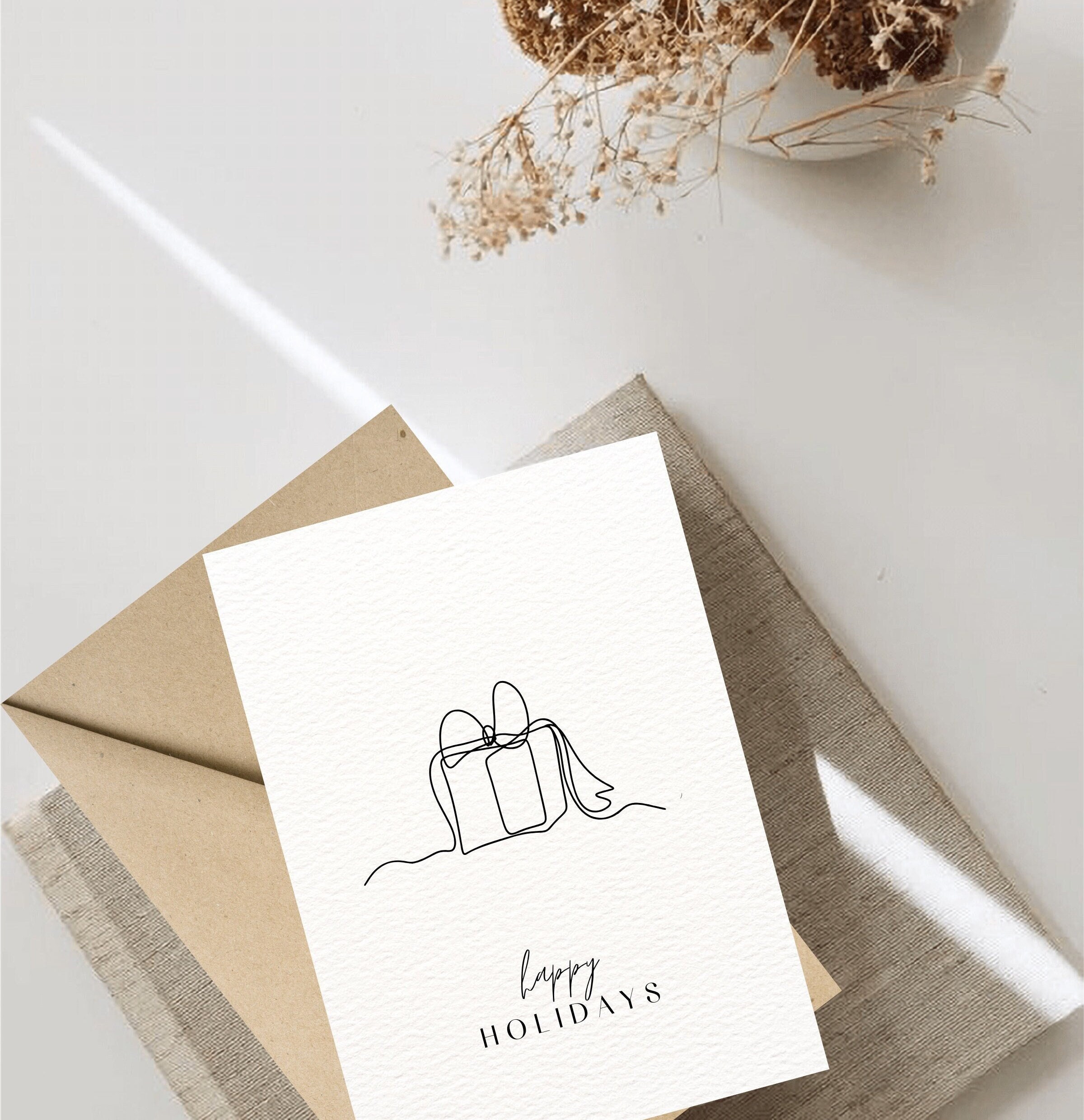 Digital Minimalistic Happy Holidays Christmas Card, Simple and Blank ...