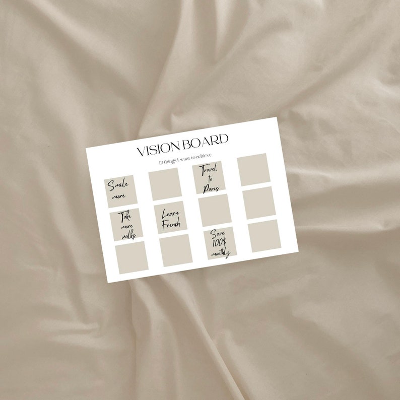 Vision Board Printable, Vision Board Planner, Simple Minimalistic ...