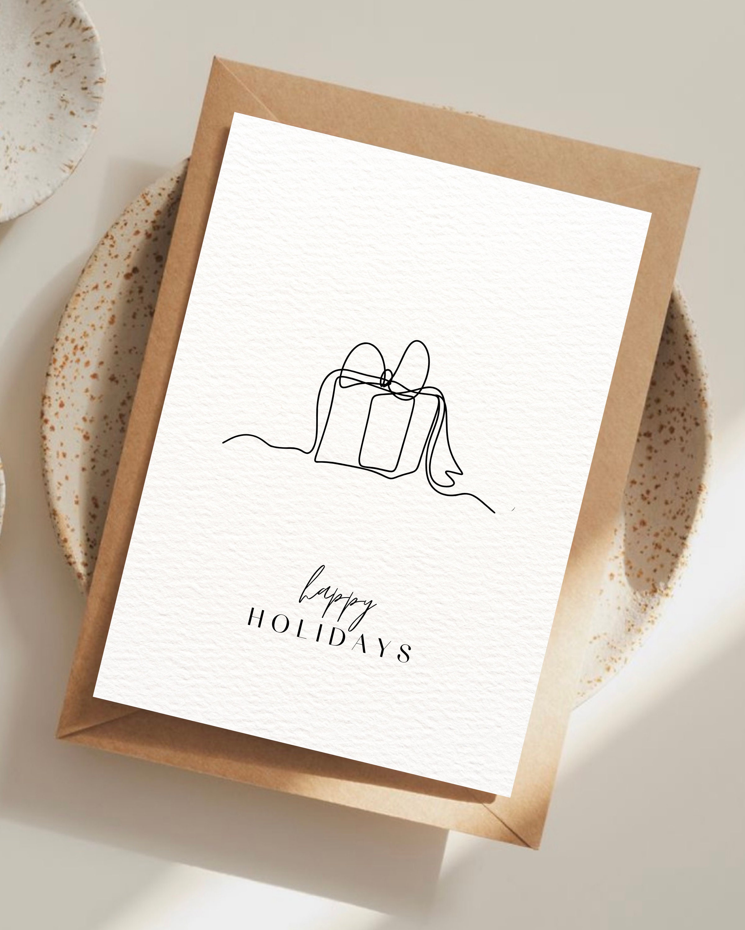 Digital Minimalistic Happy Holidays Christmas Card, Simple and Blank ...