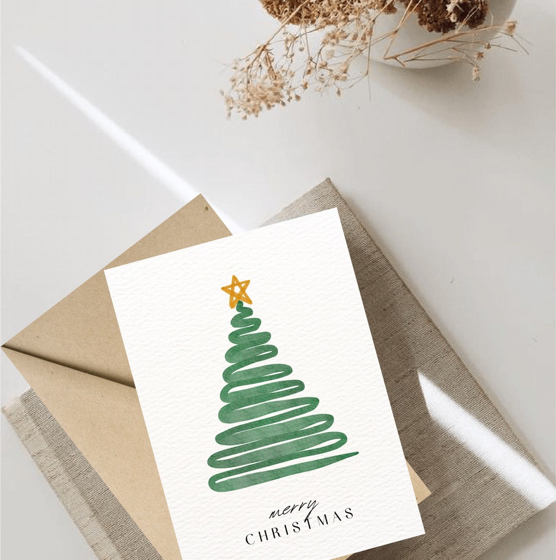 Digital Minimalistic Christmas Card, Blank Holiday Greeting, Christmas ...