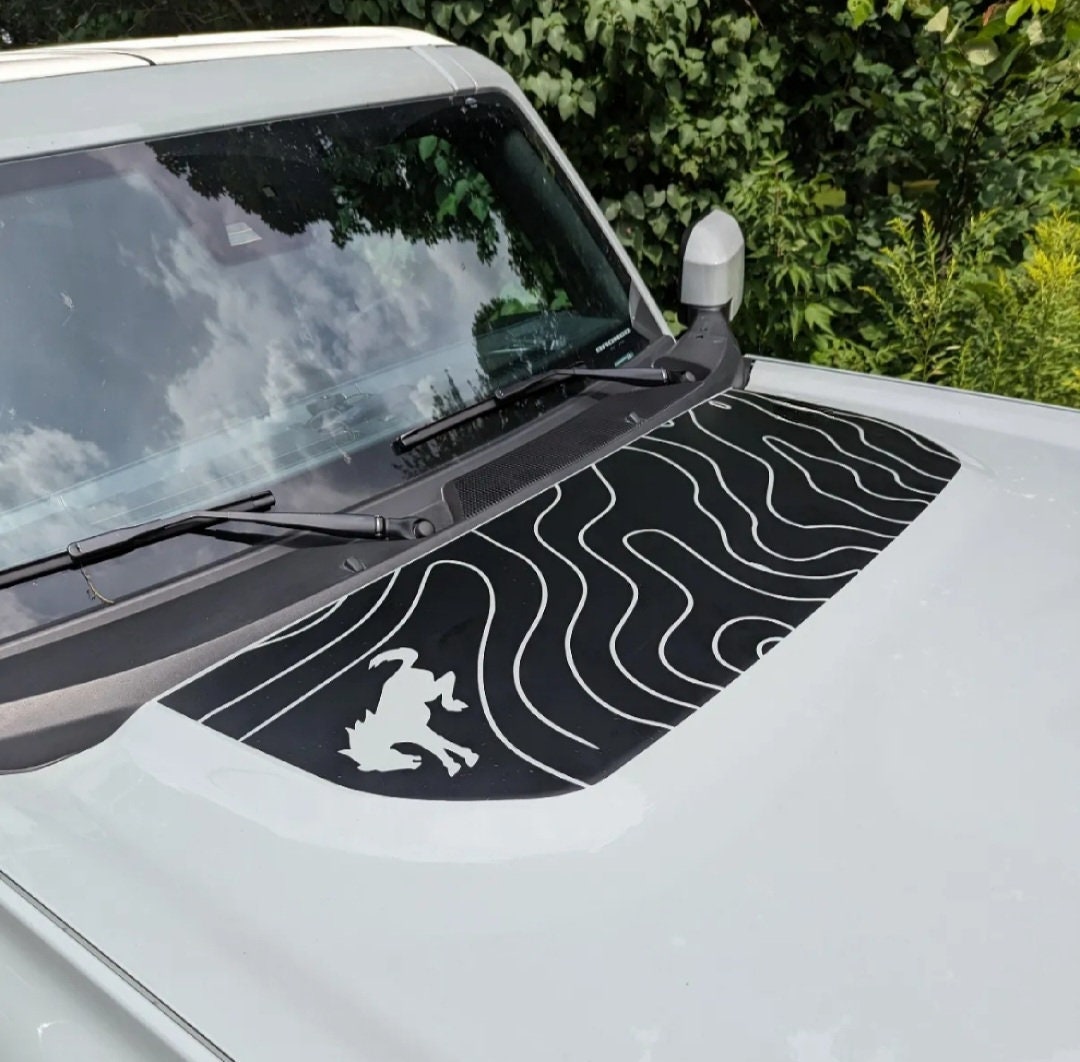 2021 2022 2023 Ford Bronco Hood Graphic Topographic CUSTOM MATTE BLACK ...