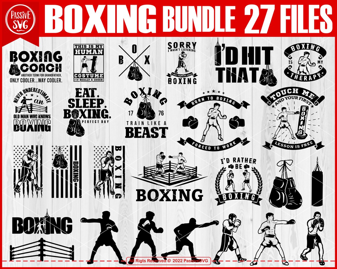 27 Files Bundle Boxing Svg, Boxer Svg, Boxing Clipart, Boxing ...