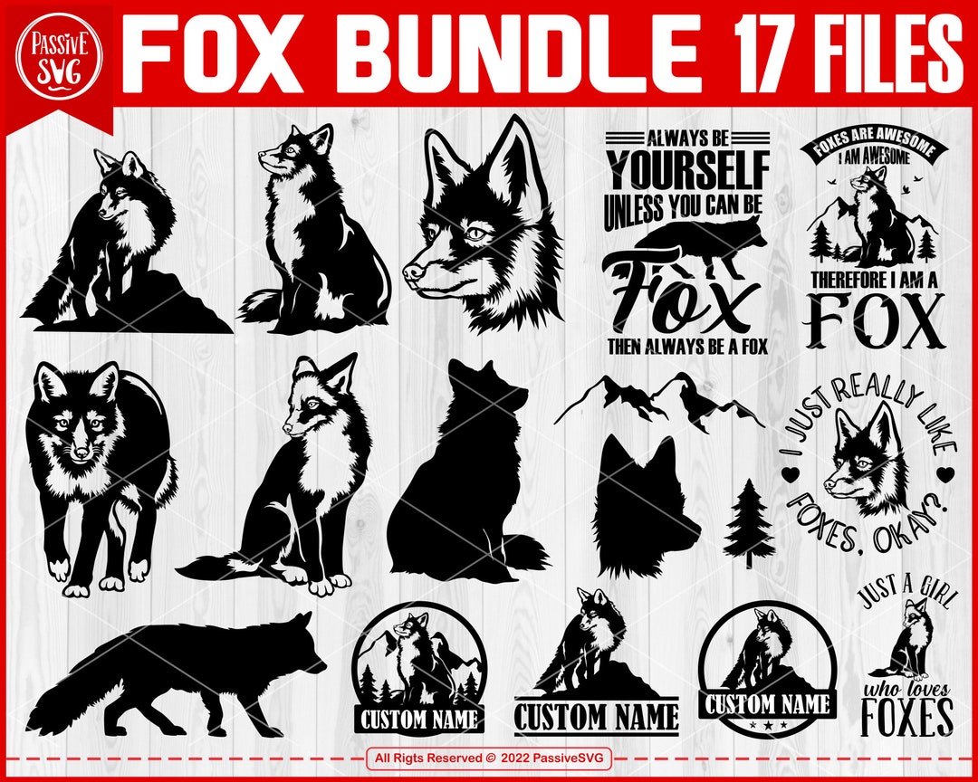 17 Files Bundle Fox Svg File - Fox Clipart, Cute Fox Svg, Animal Svg ...