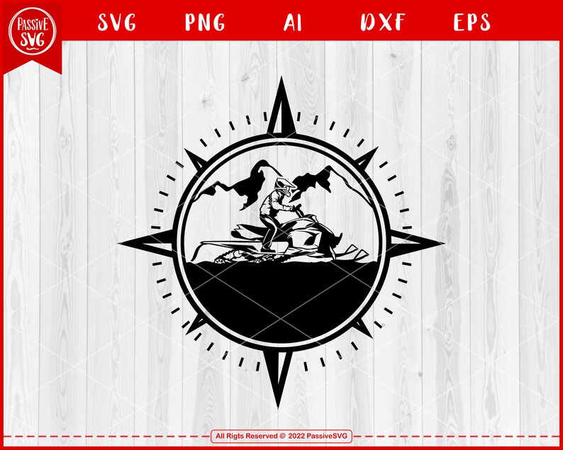 Compass Snowmobile Svg, Winter Sports Svg, Rider Svg, Snowmobile ...