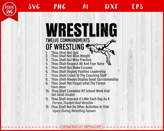12 Commandments Wrestling Svg Wrestle Svg Wrestling Mom Svg - Etsy