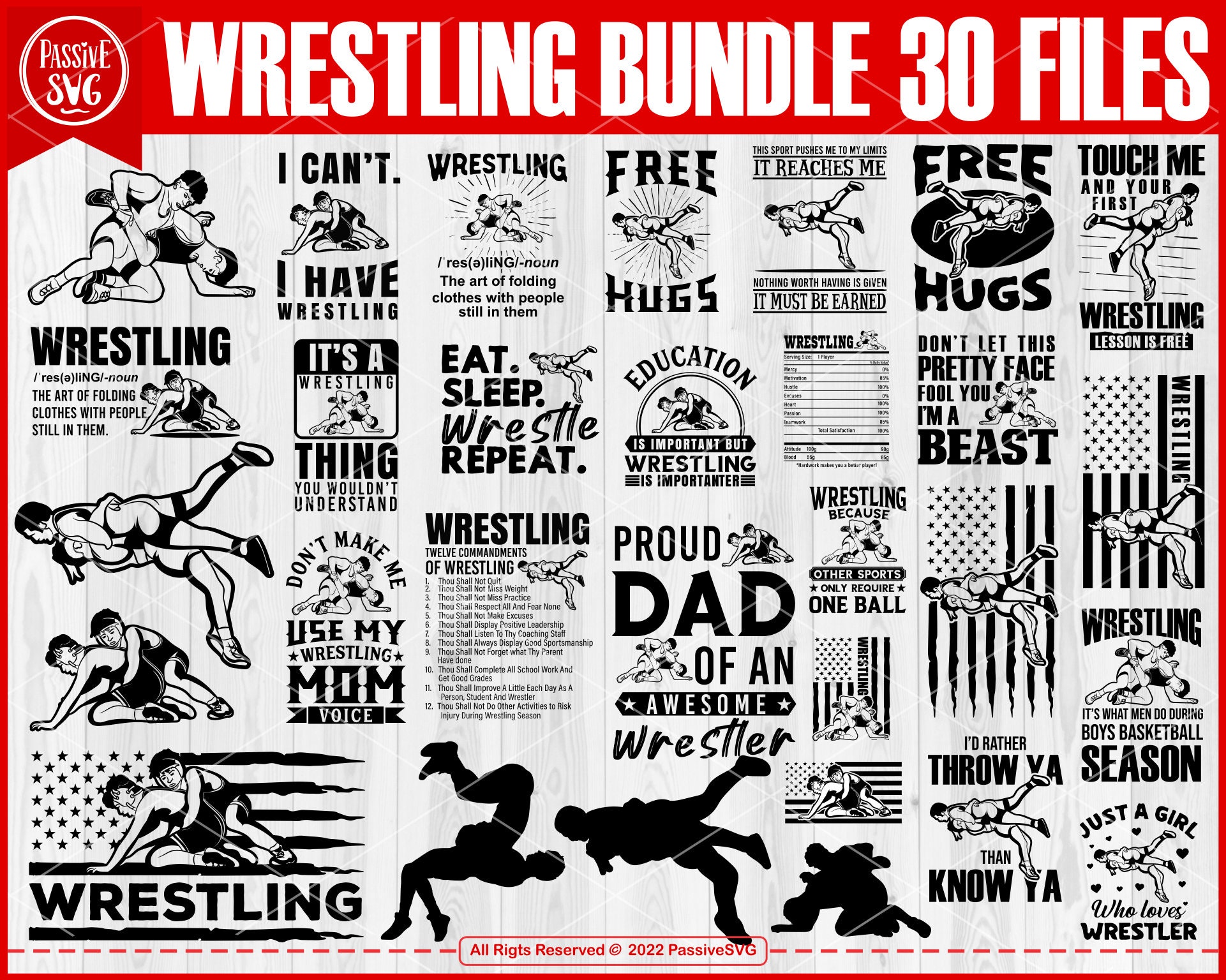 30 Files Bundle Wrestling Svg Wrestle Svg Wrestling Mom Svg - Etsy