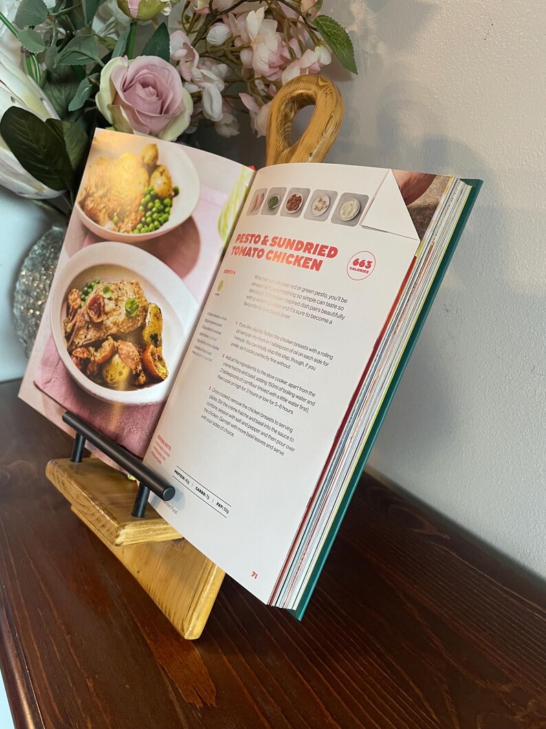 Cookbook Stand With Heart Design | Rustic Recipe Book & iPad Holder ...