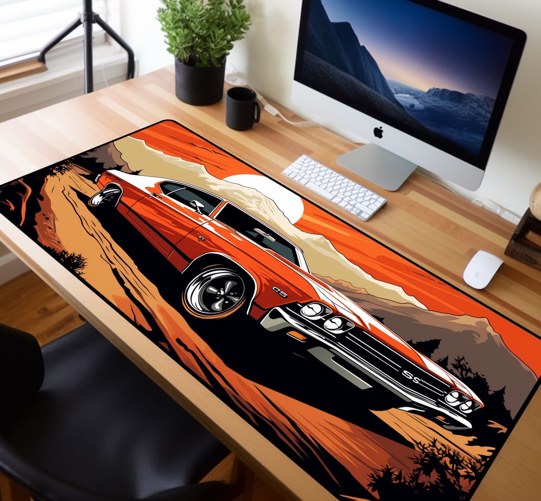 Chevy Chevelle Desk Mat, Orange Mousepad, Cute Accessories, Aesthetic ...