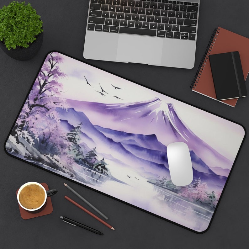 Purple Volcano Desk Mat, Pastel Mousepad, Cute Accessories, Aesthetic ...
