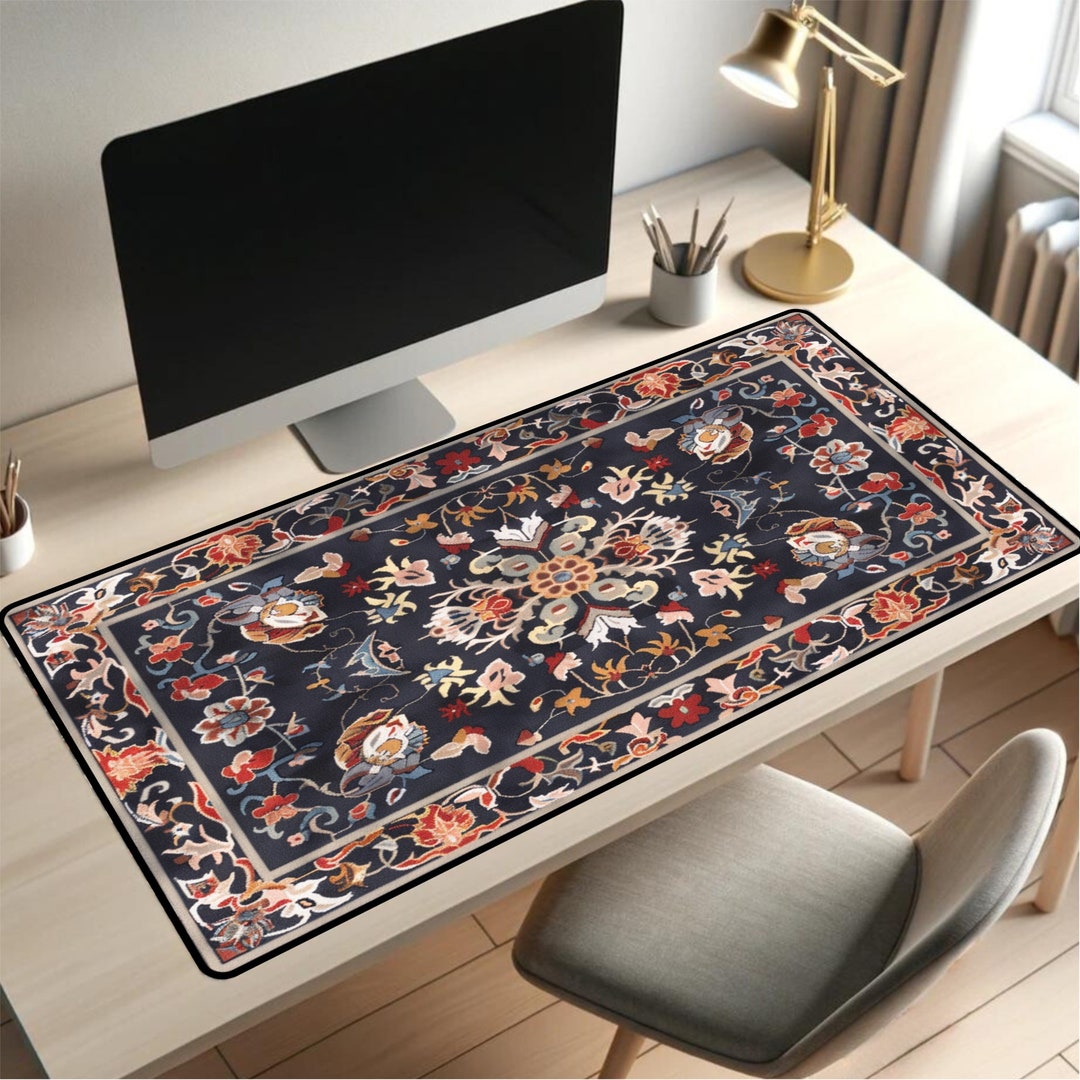 Blue Persian Rug Desk Mat, Dark Mousepad, Cute Accessories, Aesthetic ...