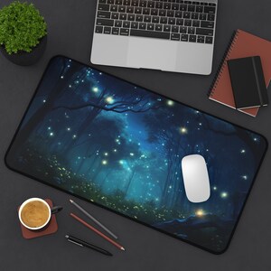 Firefly Forest Deskmat, Night Sky Mousepad, Cute Accessories, Aesthetic ...