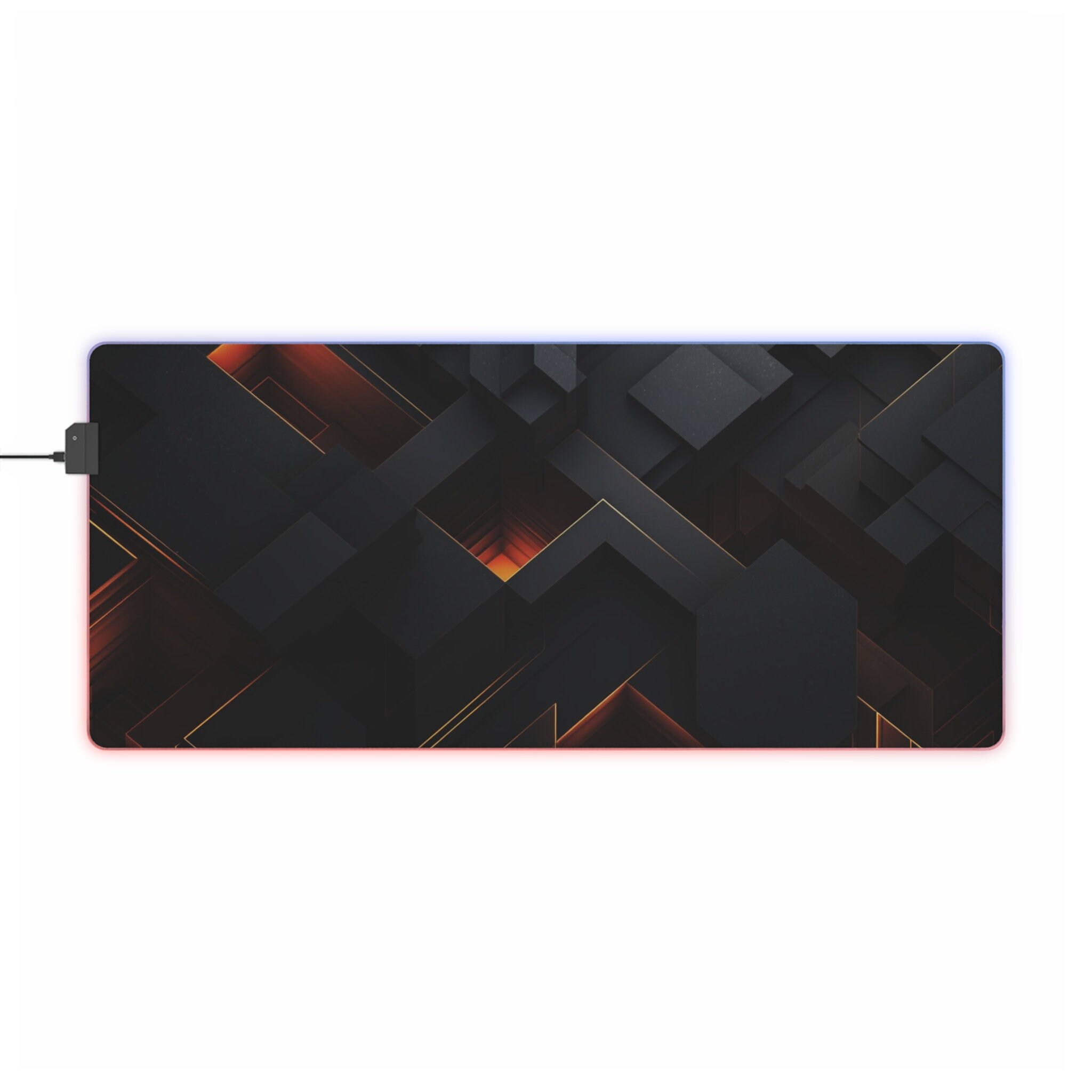 Black and Orange LED Gaming Mouse Pad, Dark Desk Mat, Aesthetic Deskmat ...
