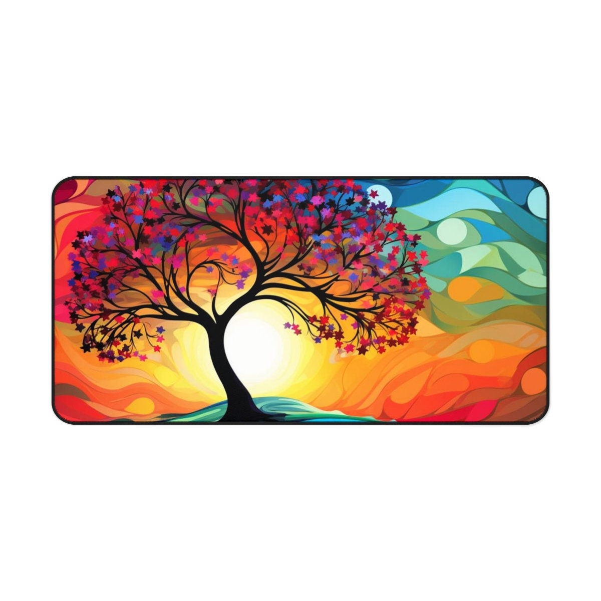 Sunset Tree Desk Mat, Bright Mousepad, Cute Accessories, Aesthetic ...