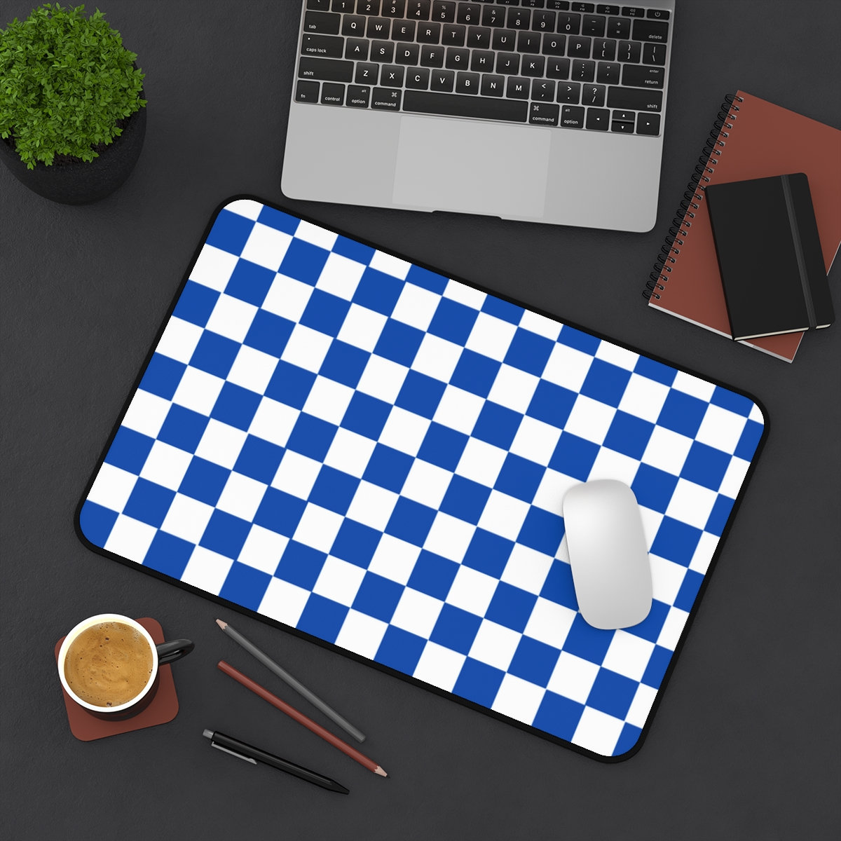 Blue and White Checkered Mousepad With Non-slip Base - Etsy