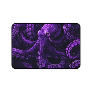 Purple Octopus Desk Mat, Dark Mousepad, Cute Accessories, Aesthetic ...