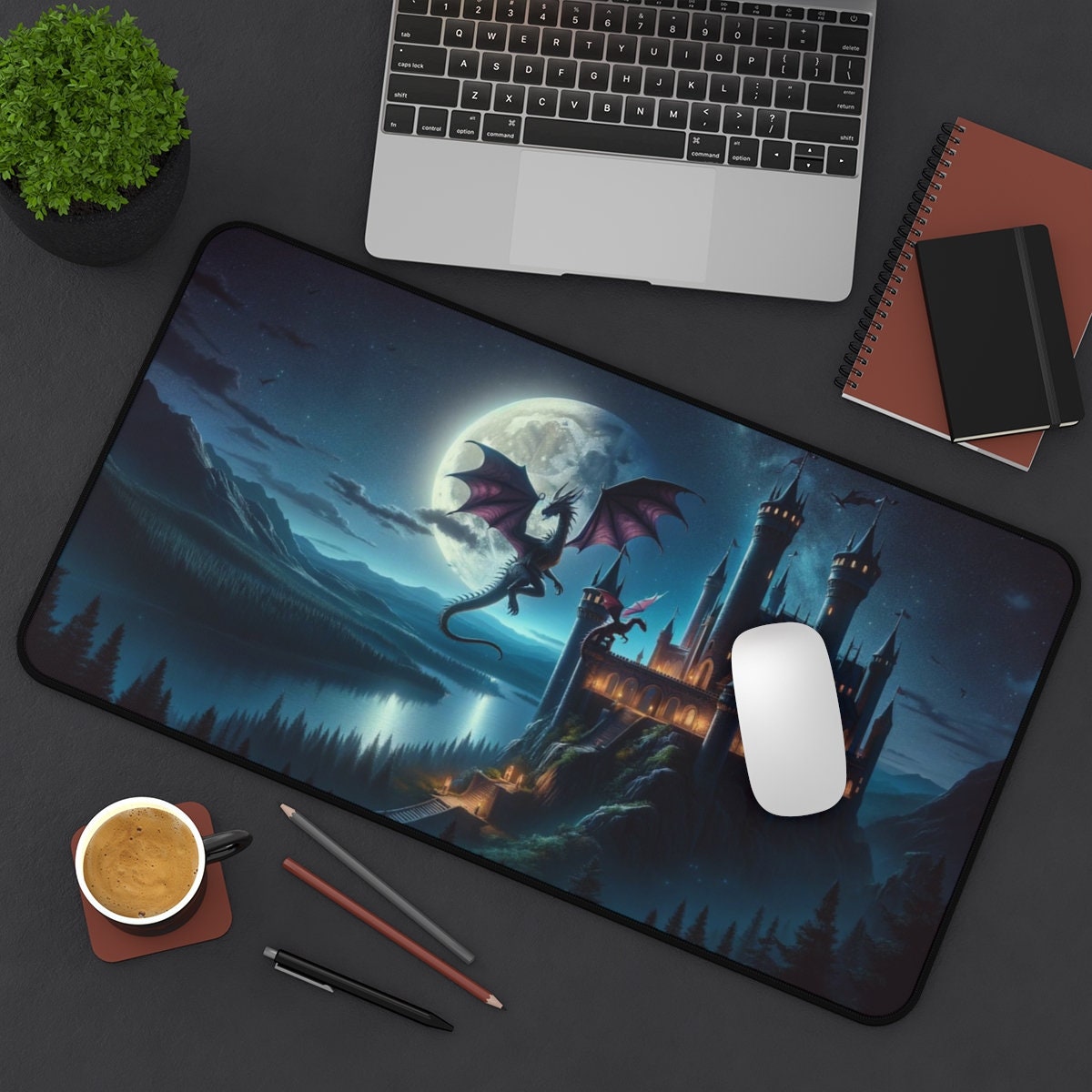 Dragon Castle Desk Mat Medieval Mousepad Cute Accessories - Etsy