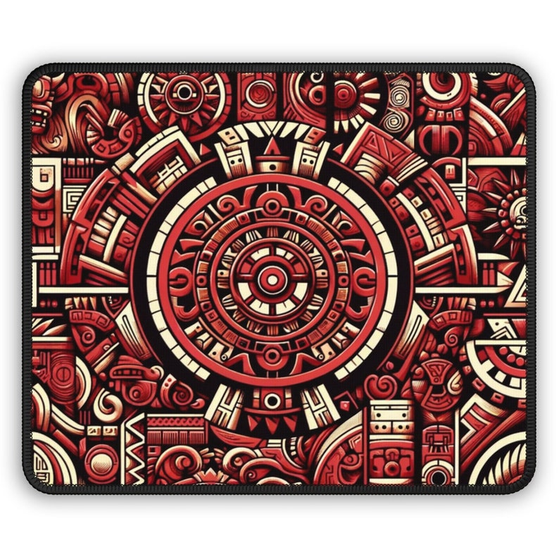 Aztec Calendar Desk Mat, Red Design Mousepad, Cute Accessories ...