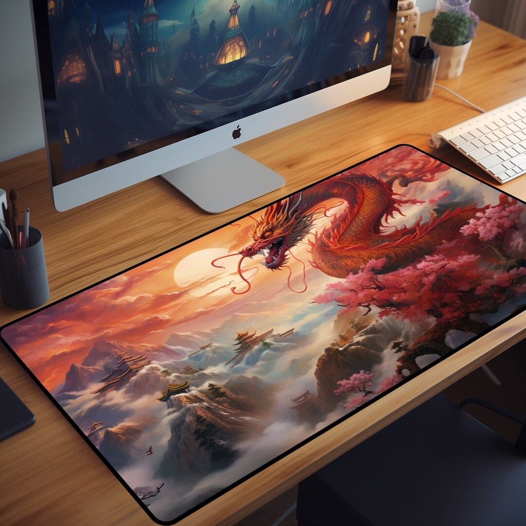 Dragon Desk Mat, Chinese Dragon Mousepad, Cute Accessories, Aesthetic ...