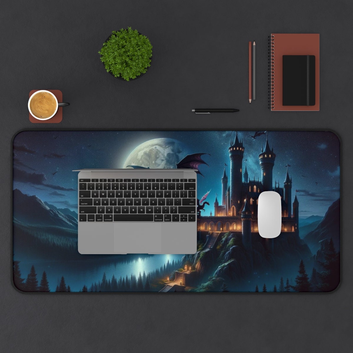 Dragon Castle Desk Mat Medieval Mousepad Cute Accessories - Etsy