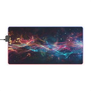 Music Waves LED Gaming Mouse Pad, Bright Desk Mat, Aesthetic Deskmat ...