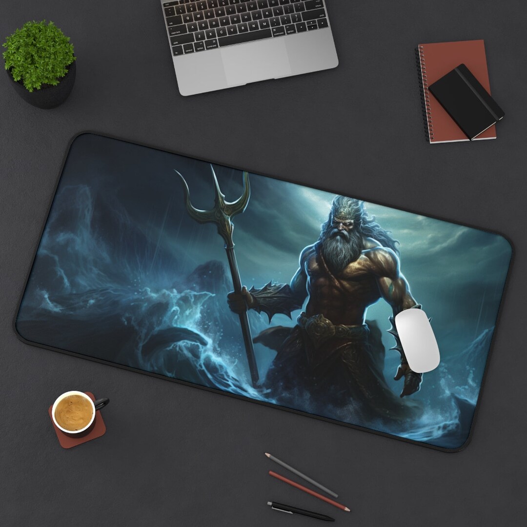 King Triton Desk Mat Mythology Mousepad Cute Accessories - Etsy