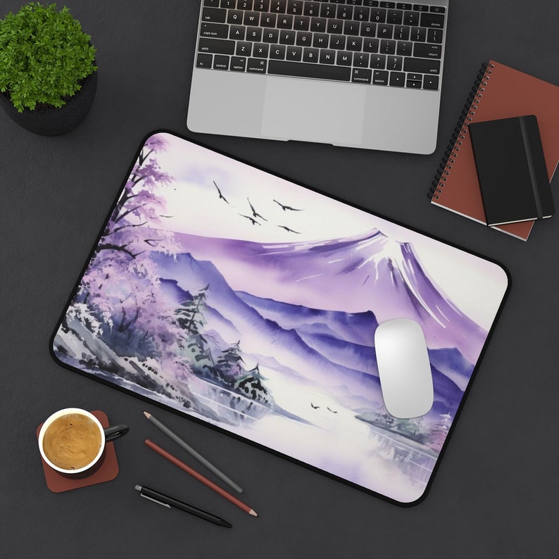 Purple Volcano Desk Mat, Pastel Mousepad, Cute Accessories, Aesthetic ...
