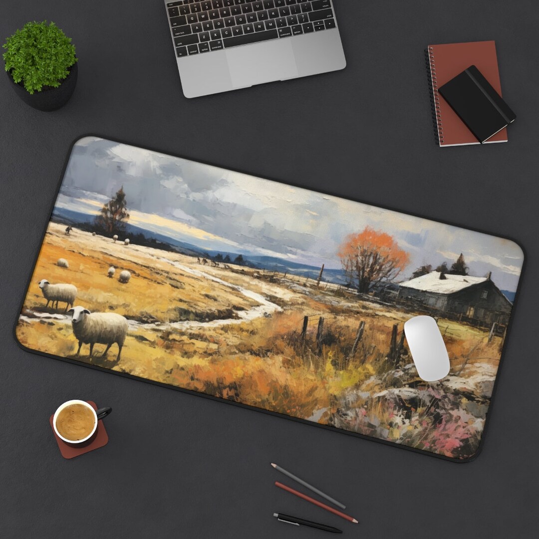 Sheep Farm Desk Mat, Farmhouse Mousepad, Cute Accessories, Aesthetic ...