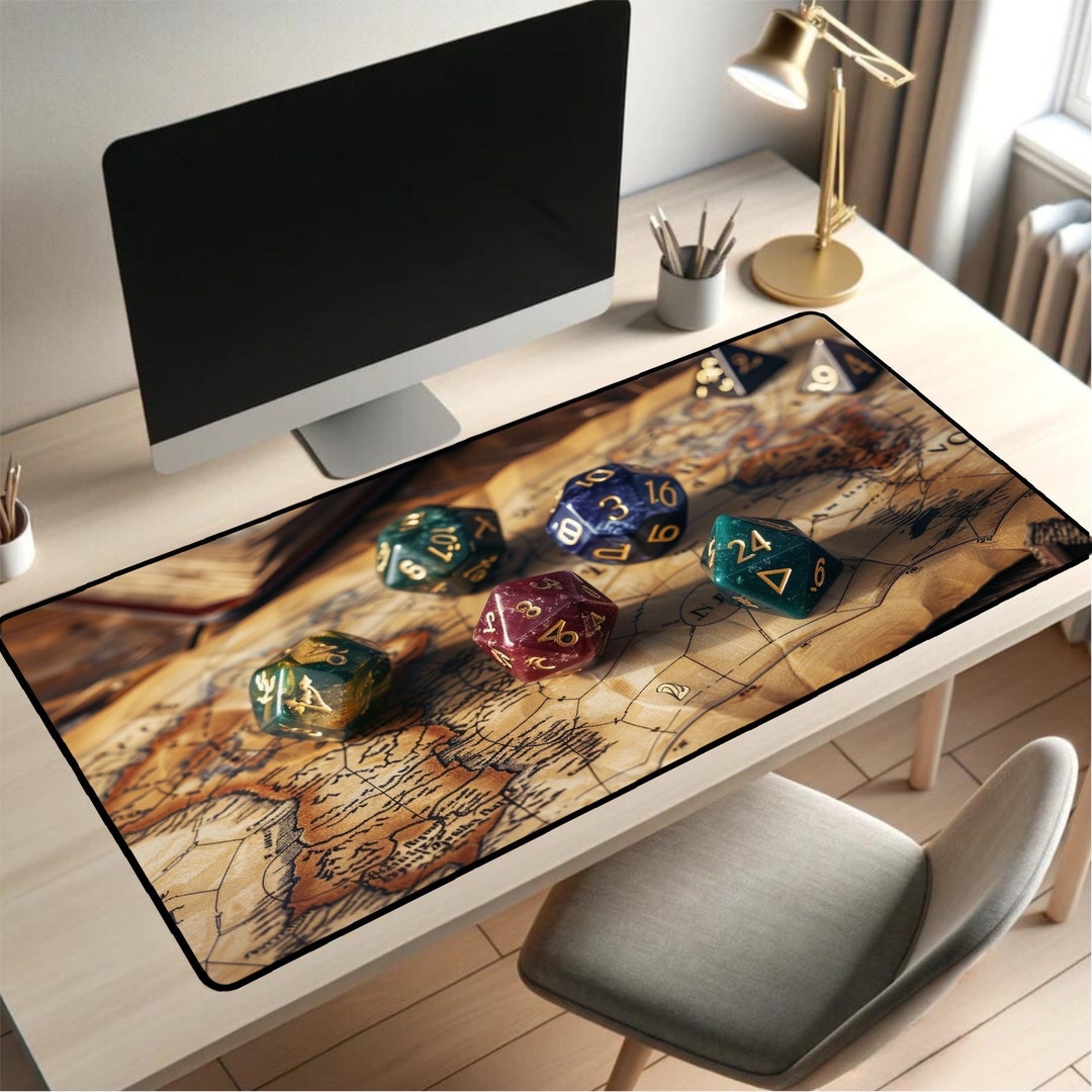 D20 on Map Desk Mat, D&D Dice Mat Mousepad, Cute Accessories, Aesthetic ...