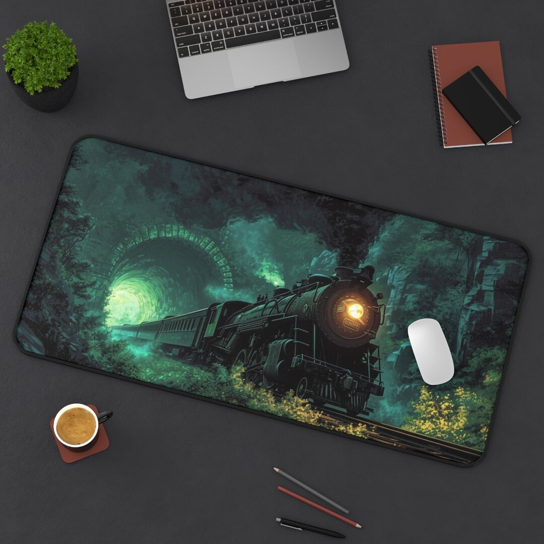 Train and Tunnel Desk Mat, Dark Mousepad, Cute Accessories, Aesthetic ...
