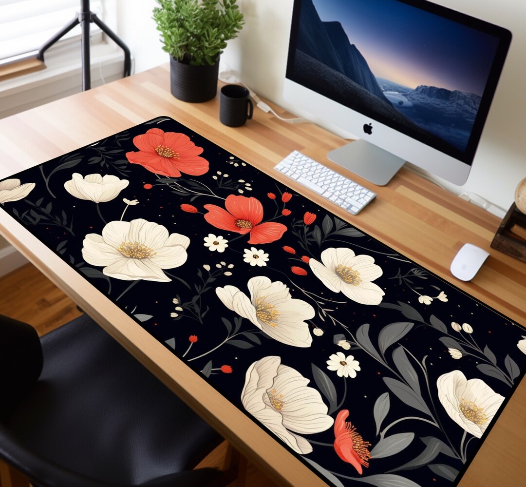 Floating Flowers Desk Mat Floral Mousepad Cute Accessories - Etsy