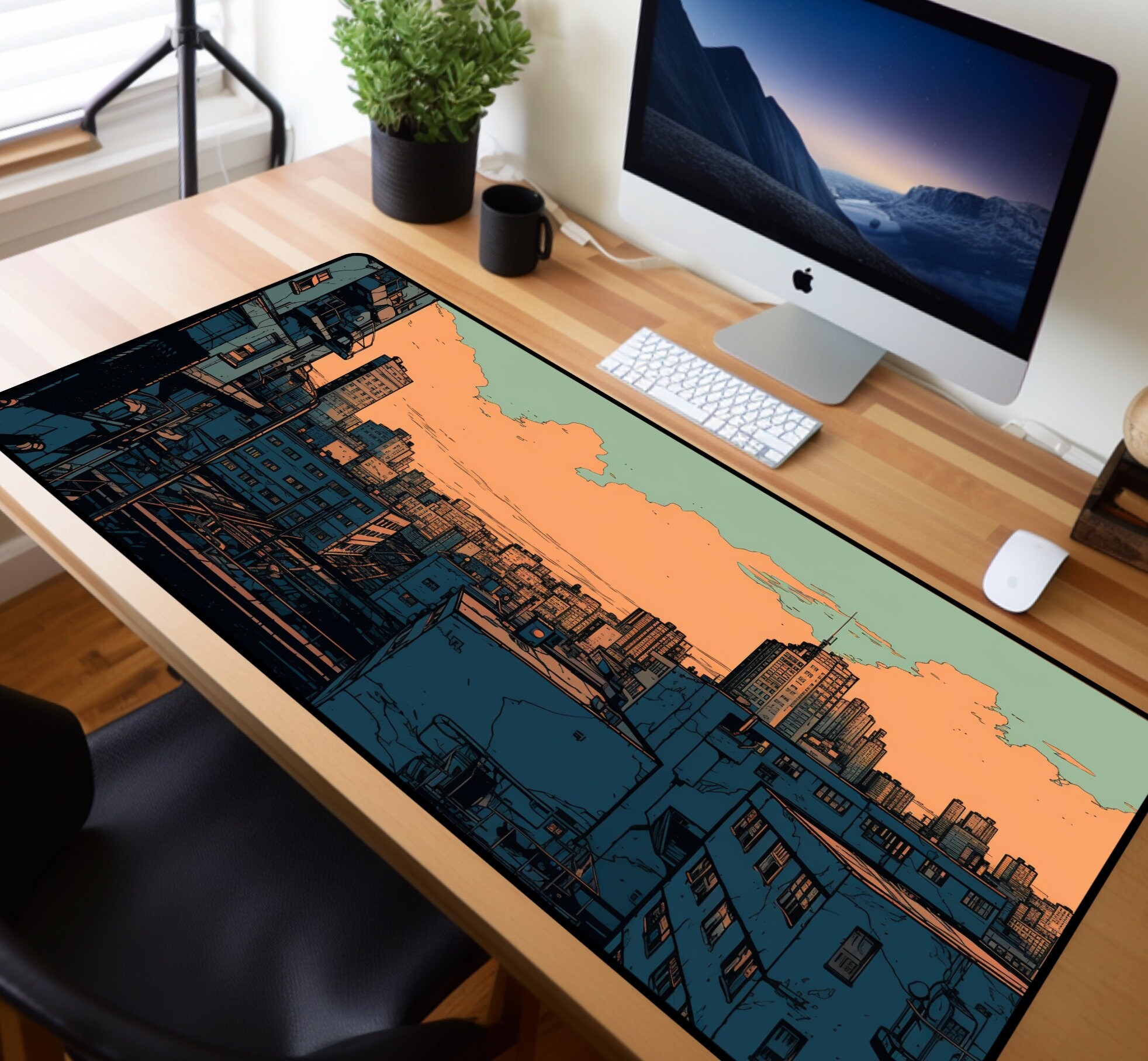 Crumbling City Desk Mat, Cartoon Mousepad, Cute Accessories, Aesthetic ...